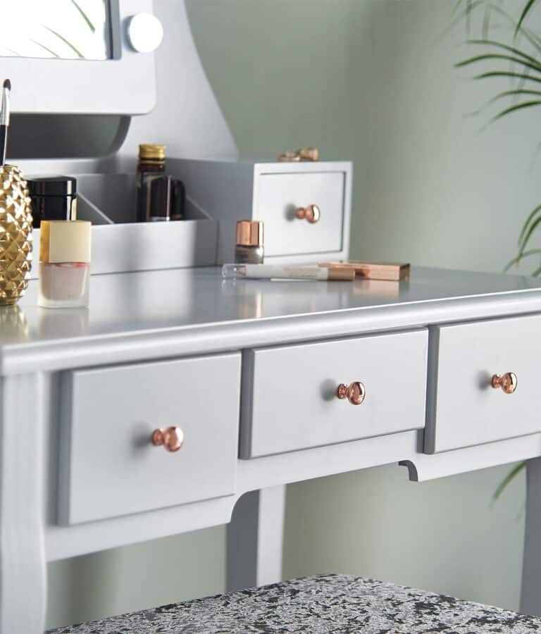 Arianna Deluxe - Grey Dressing Table With Hollywood Mirror Lights