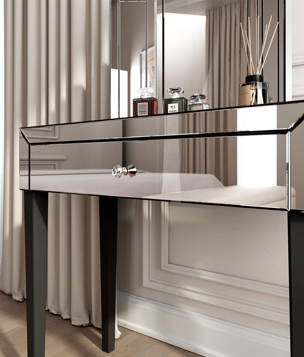 Laguna X Paloma Silver Tri-Fold Mirror And Dressing Table Set