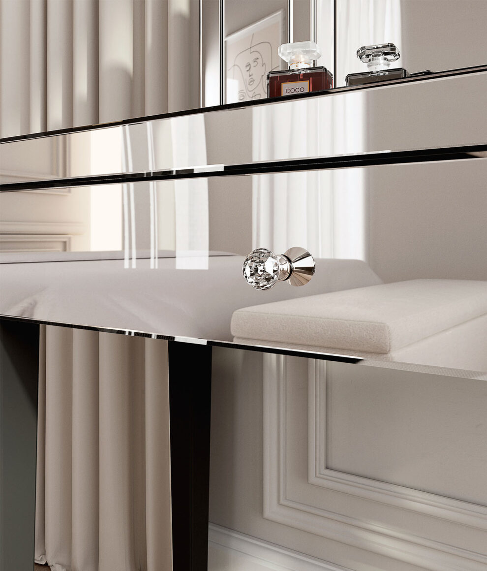 Laguna X Paloma Silver Tri-Fold Mirror And Dressing Table Set