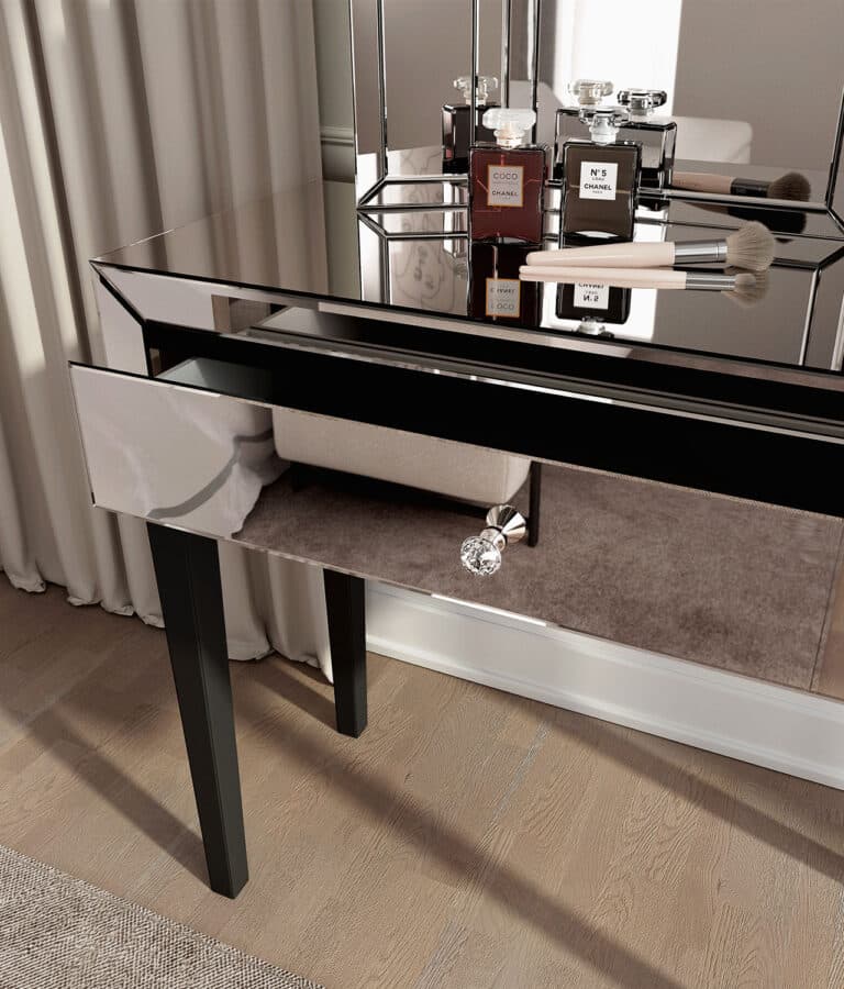Laguna X Paloma Silver Tri-Fold Mirror And Dressing Table Set