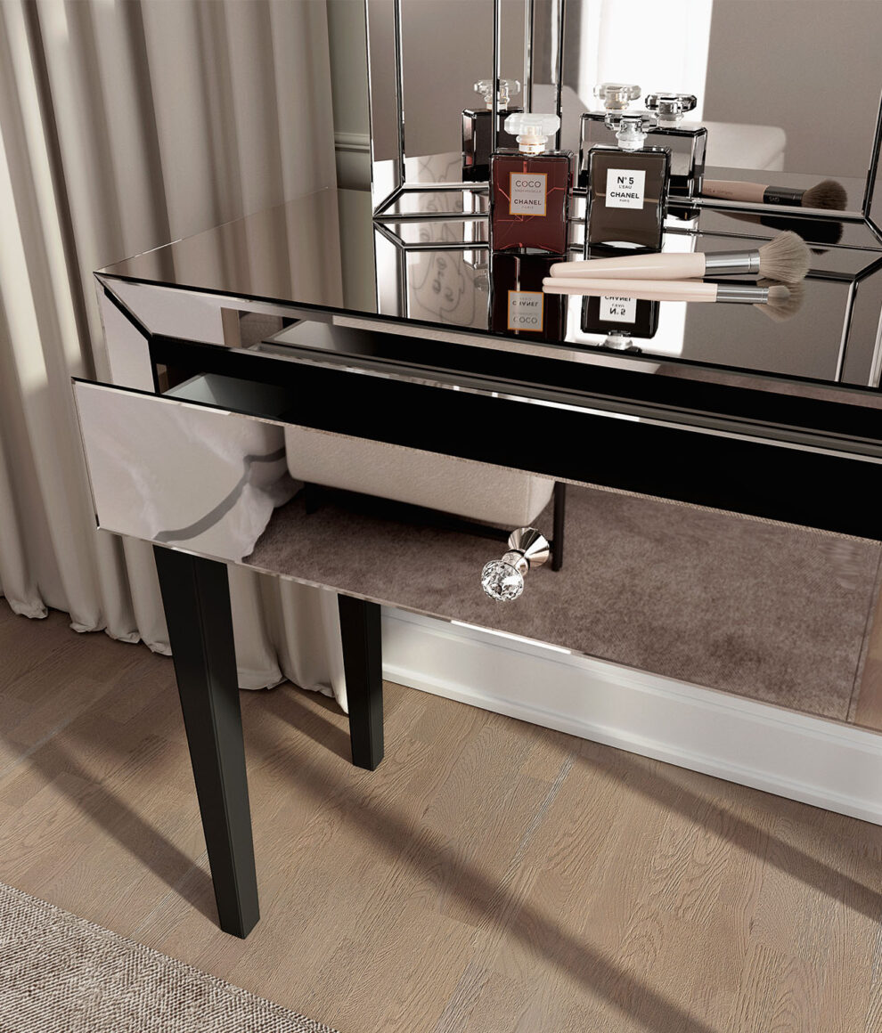 Laguna X Paloma Silver Tri-Fold Mirror And Dressing Table Set
