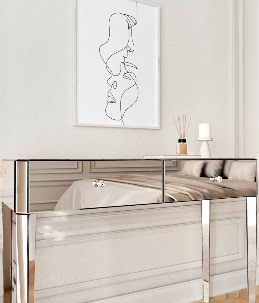 Ivy Silver Mirrored Dressing Table / Console Table