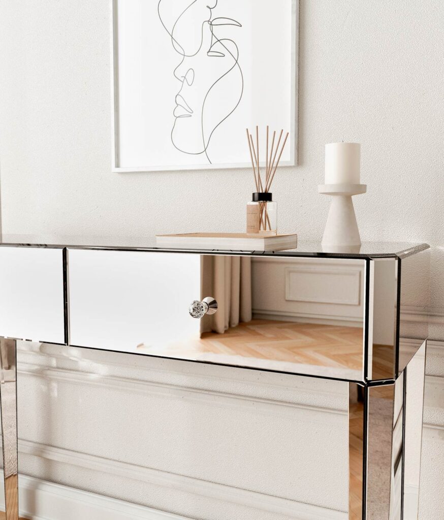 Ivy Silver Mirrored Dressing Table / Console Table