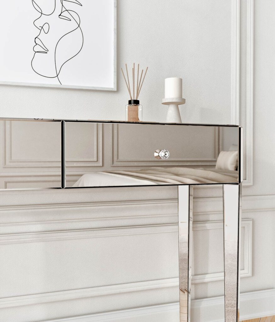 Ivy Silver Mirrored Dressing Table / Console Table
