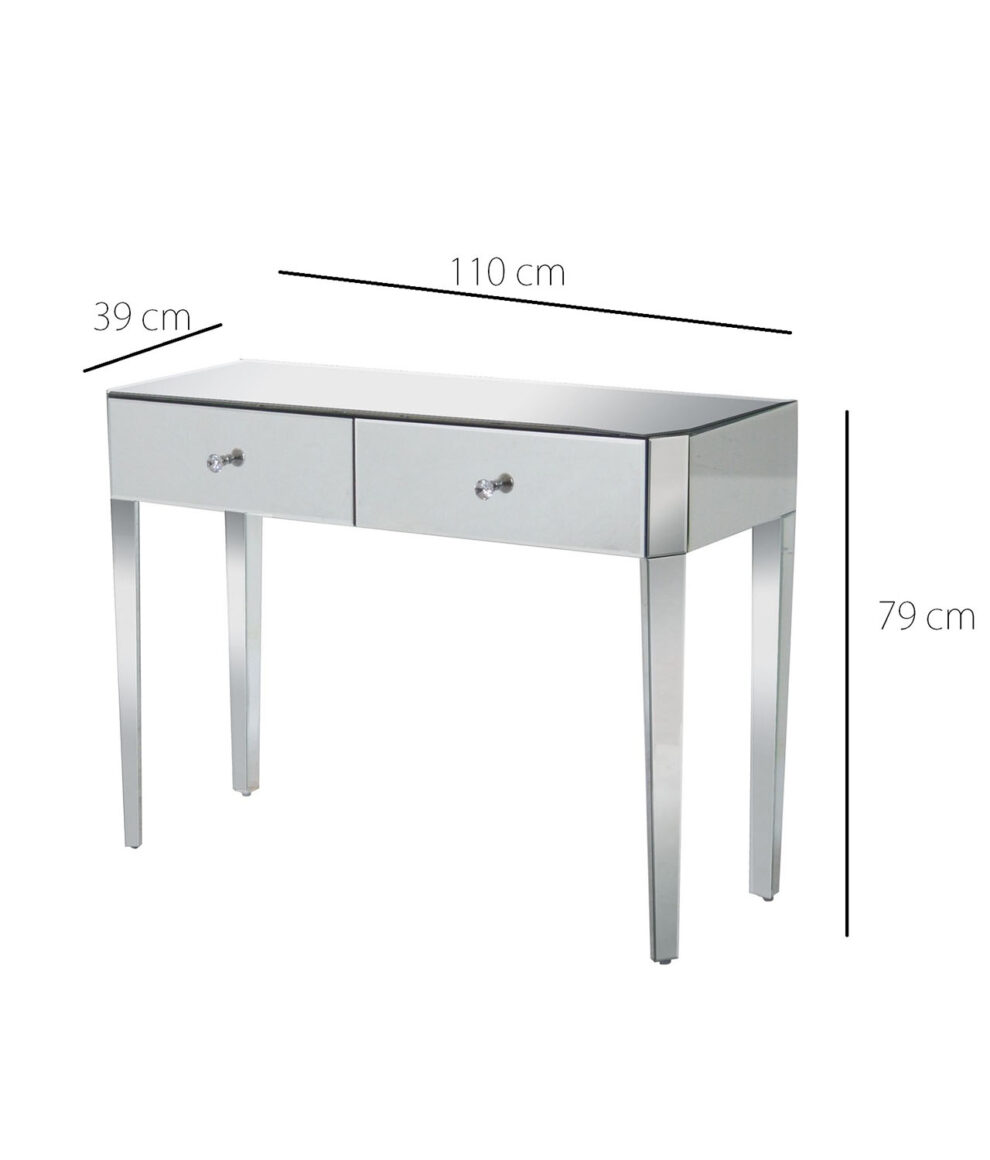 Ivy Silver Mirrored Dressing Table / Console Table