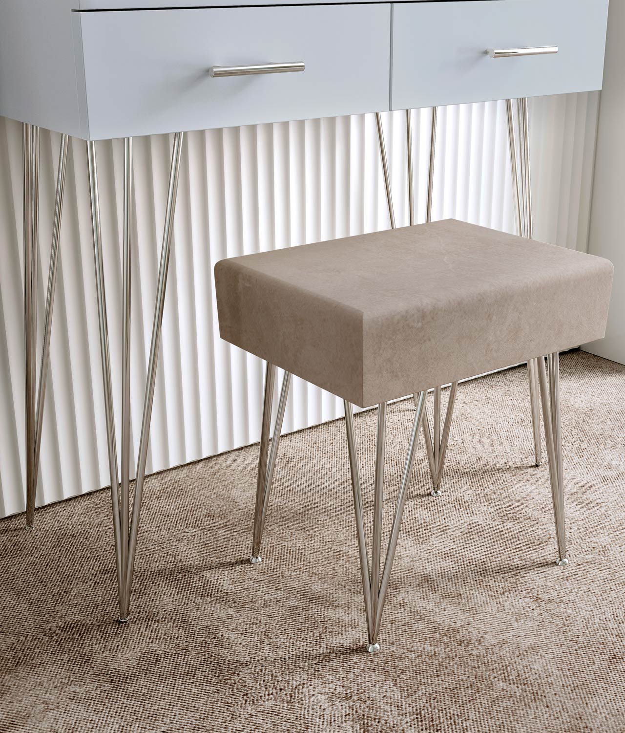 Sophia Grey Dressing Table With Touch Sensor LED Mirror
