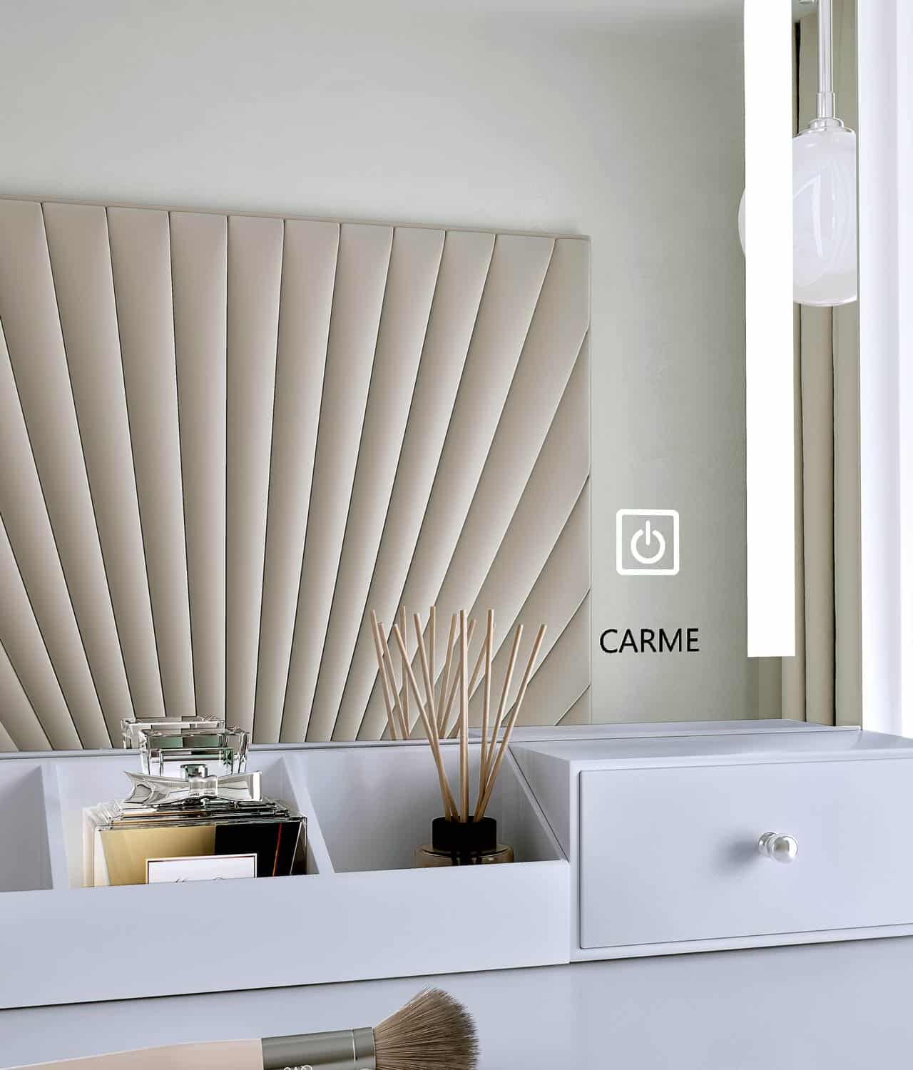 Sophia Grey Dressing Table With Touch Sensor LED Mirror