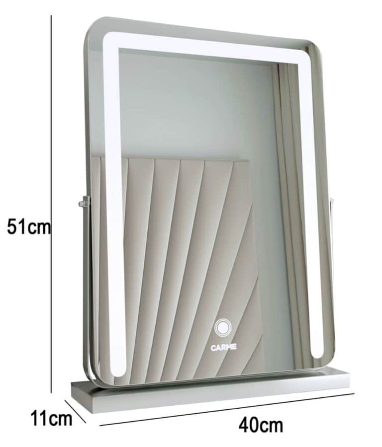 Mia Silver Frameless Touch Sensor LED Mirror With Lights