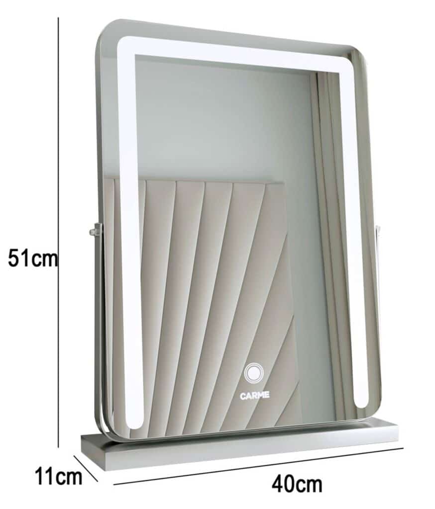 Mia Silver Frameless Touch Sensor LED Mirror With Lights