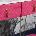 Tokyo Glow Raspberry Velvet Dressing Table With Velvet Stool