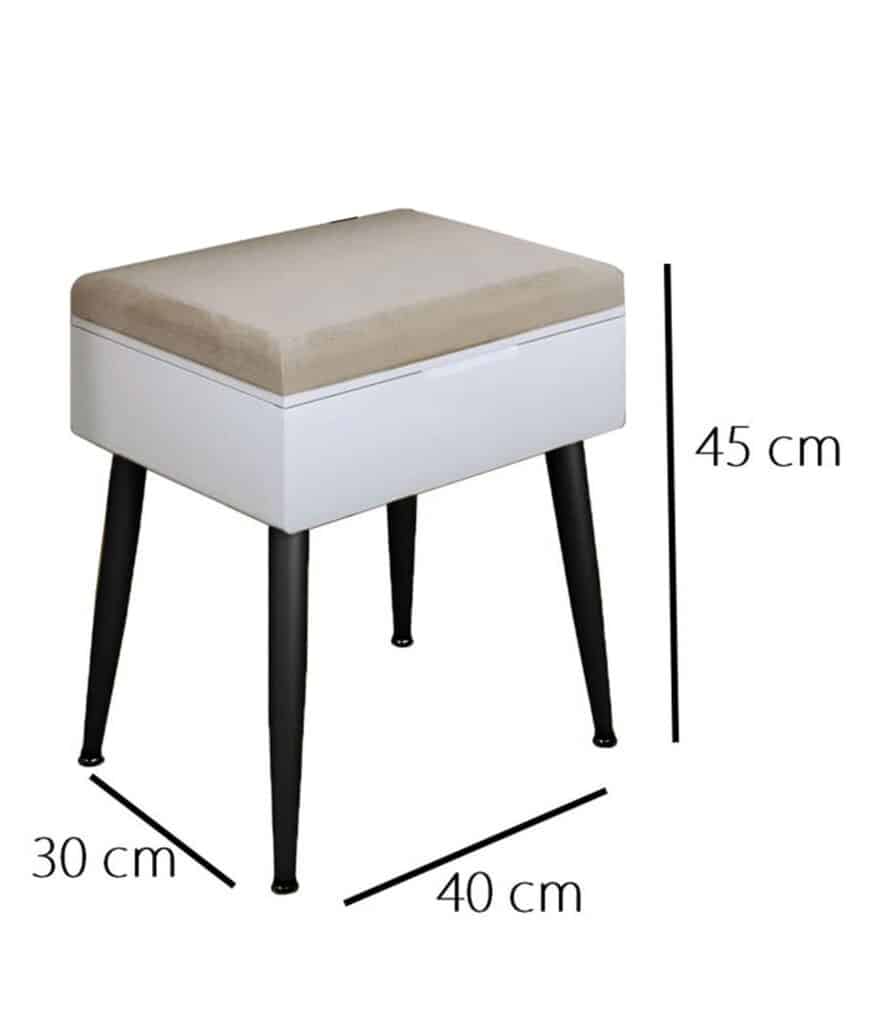Gabriella Black Padded Velvet Storage Stool