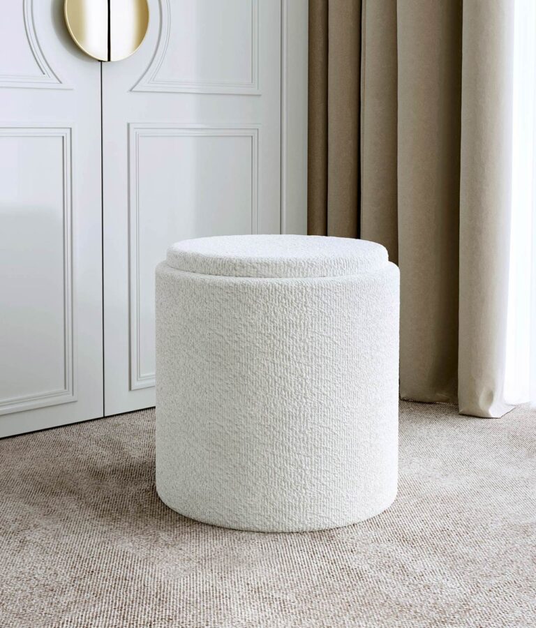 Hailey Ivory Bouclé Storage Stool