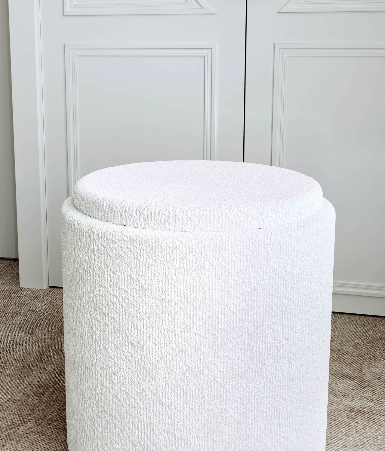 Hailey Ivory Bouclé Storage Stool