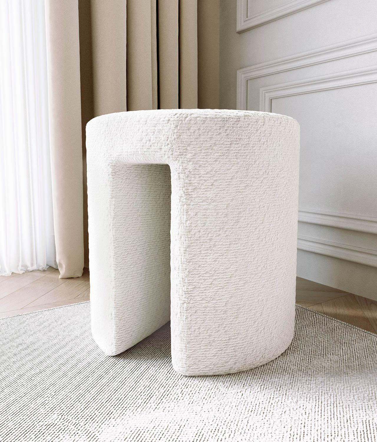 Isla Ivory Bouclé Stool