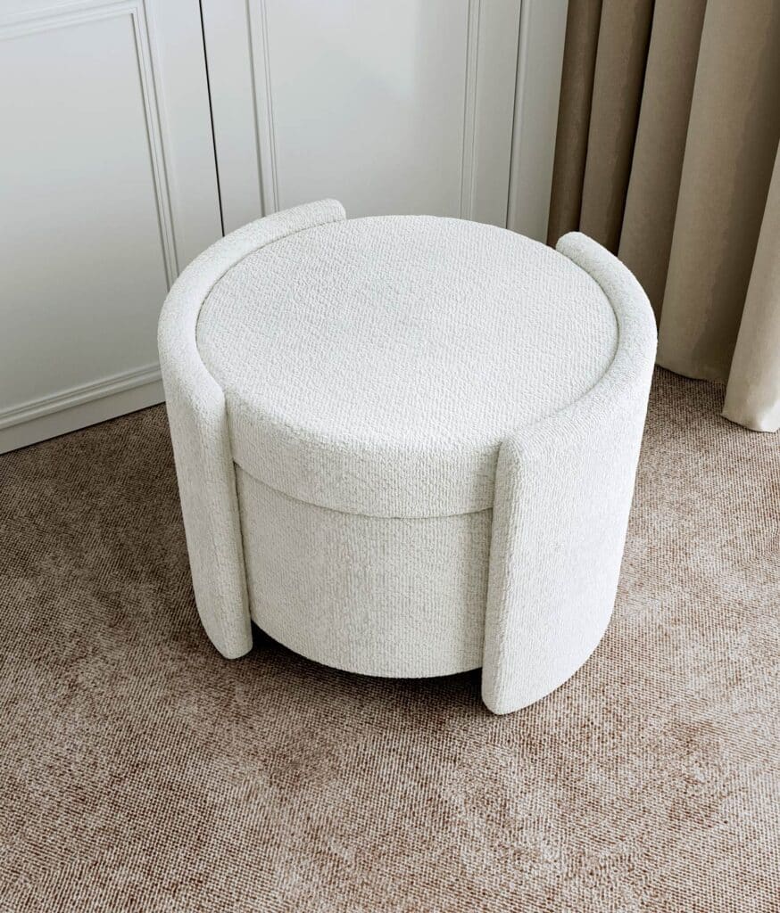 Maeva Ivory Bouclé Storage Stool