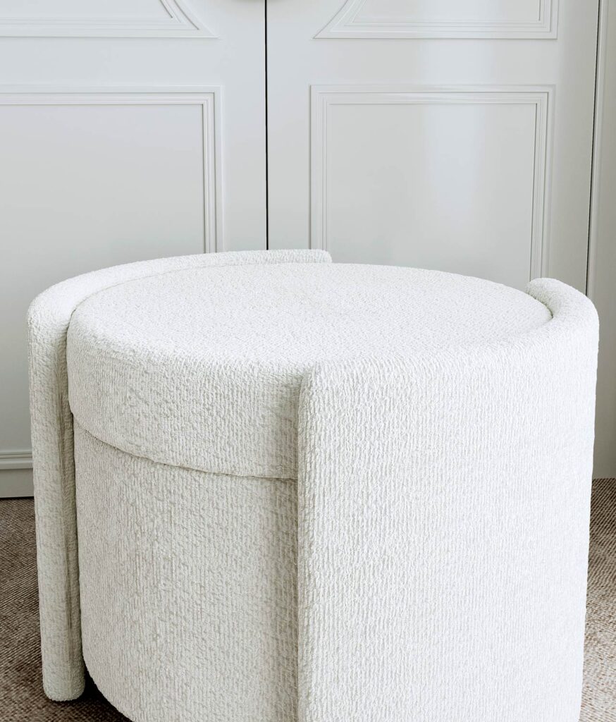 Maeva Ivory Bouclé Storage Stool