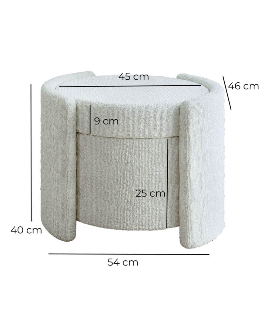 Montana White Dressing Table Boucle Stool With Touch Sensor LED Mirror