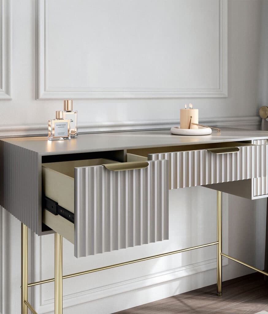 Lara Mocha Dressing Table With Gold Legs