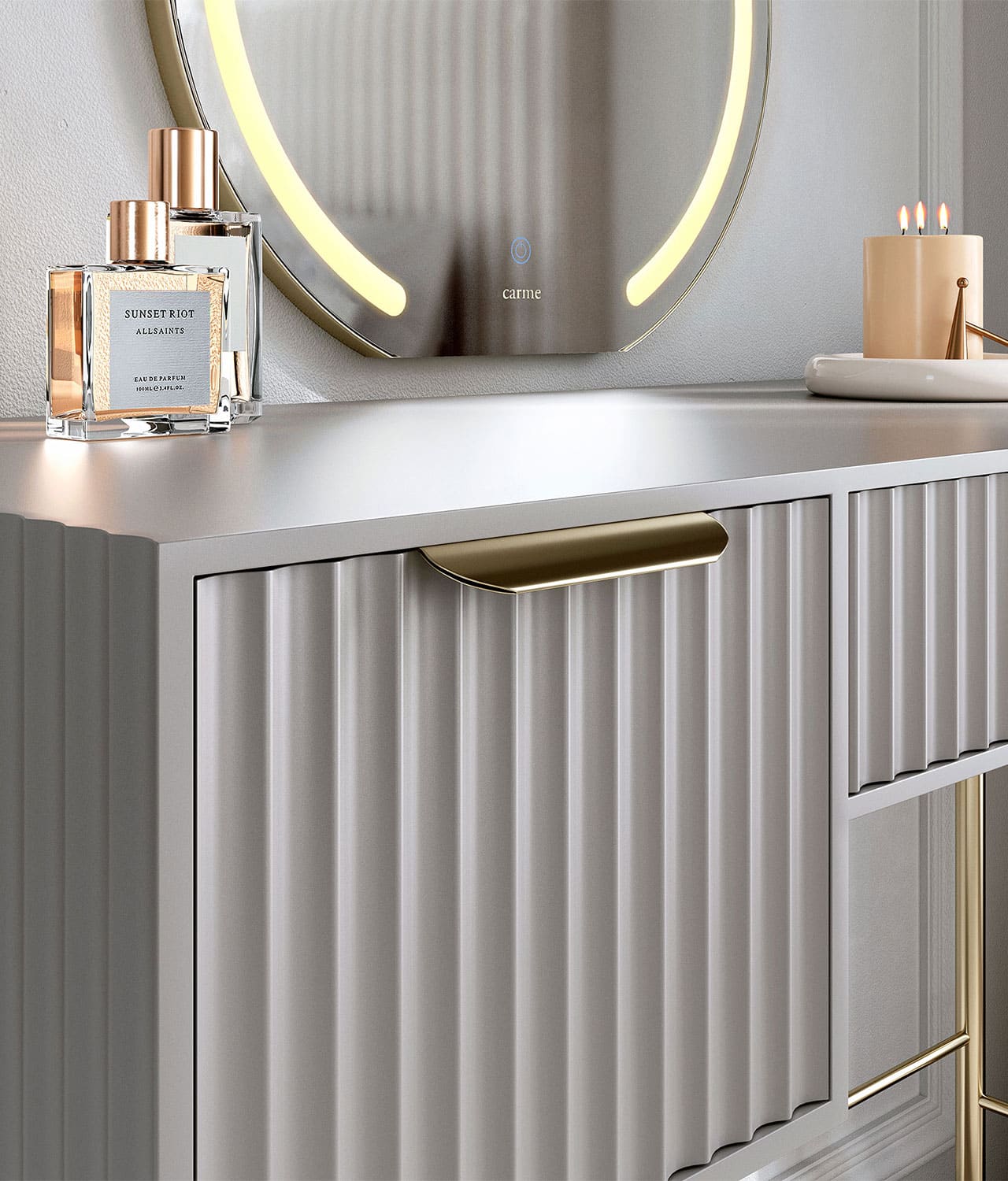Lara Mocha Dressing Table With Gold Legs