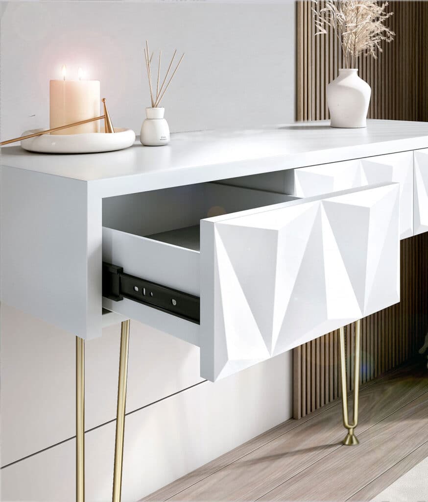 Claudia White Dressing Table With Evie LED Mirror And Hailey Bouclé ...