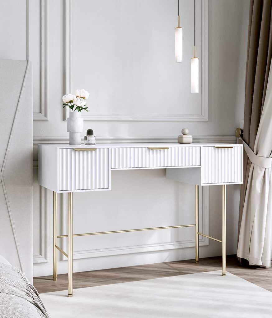 Lara White Dressing Table With Maisie LED Mirror