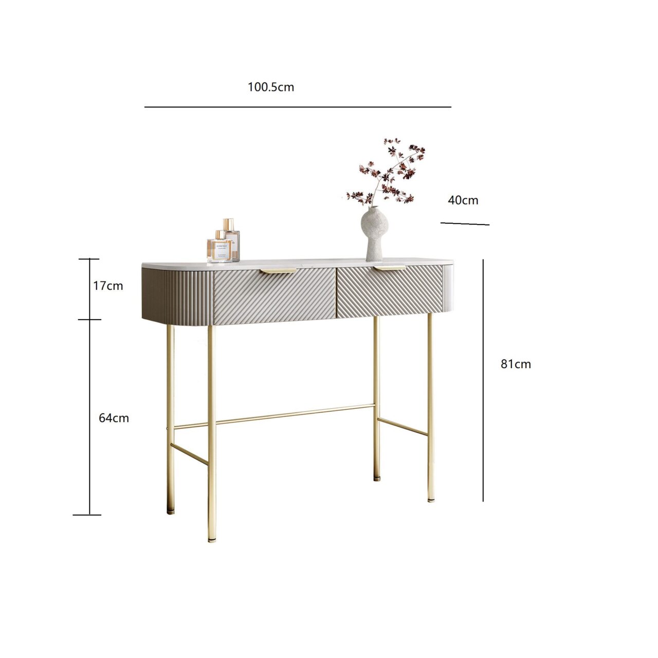 Imogen Dressing Table Mocha/Gold Leg