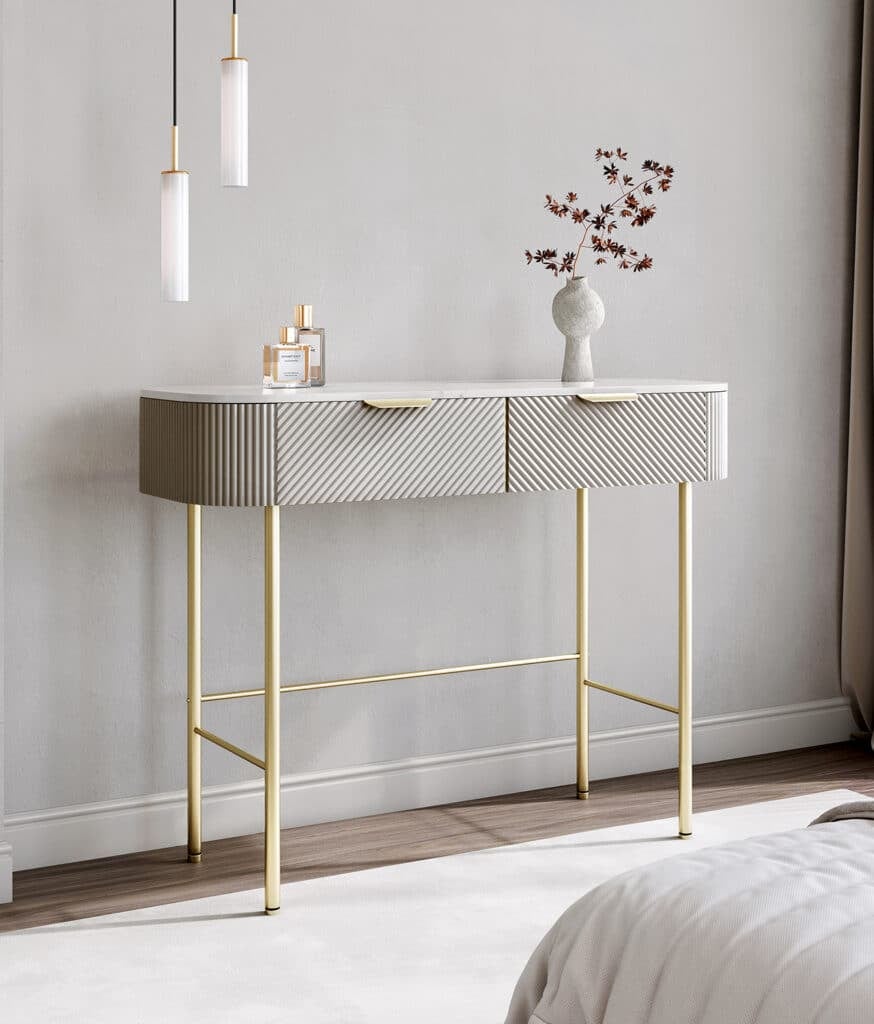 Imogen Dressing Table Mocha/Gold Leg