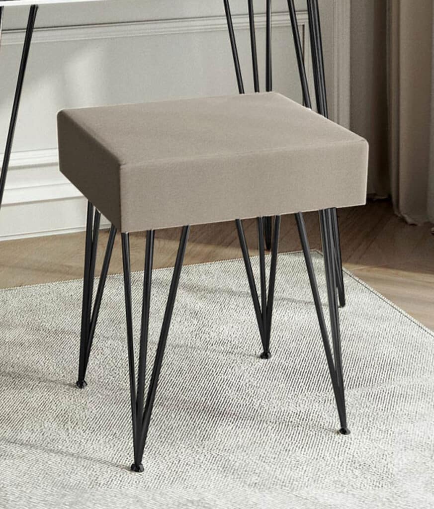 Claudia White/Black Dressing Table & Velvet Stool