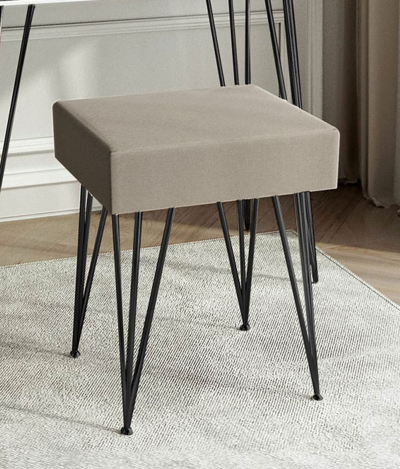 Claudia White/Black Dressing Table & Velvet Stool