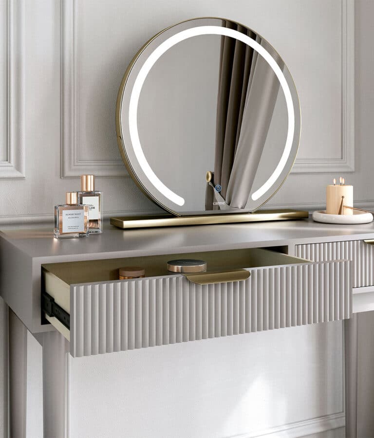 Layla Mocha Dressing Table With Elsie LED Mirror