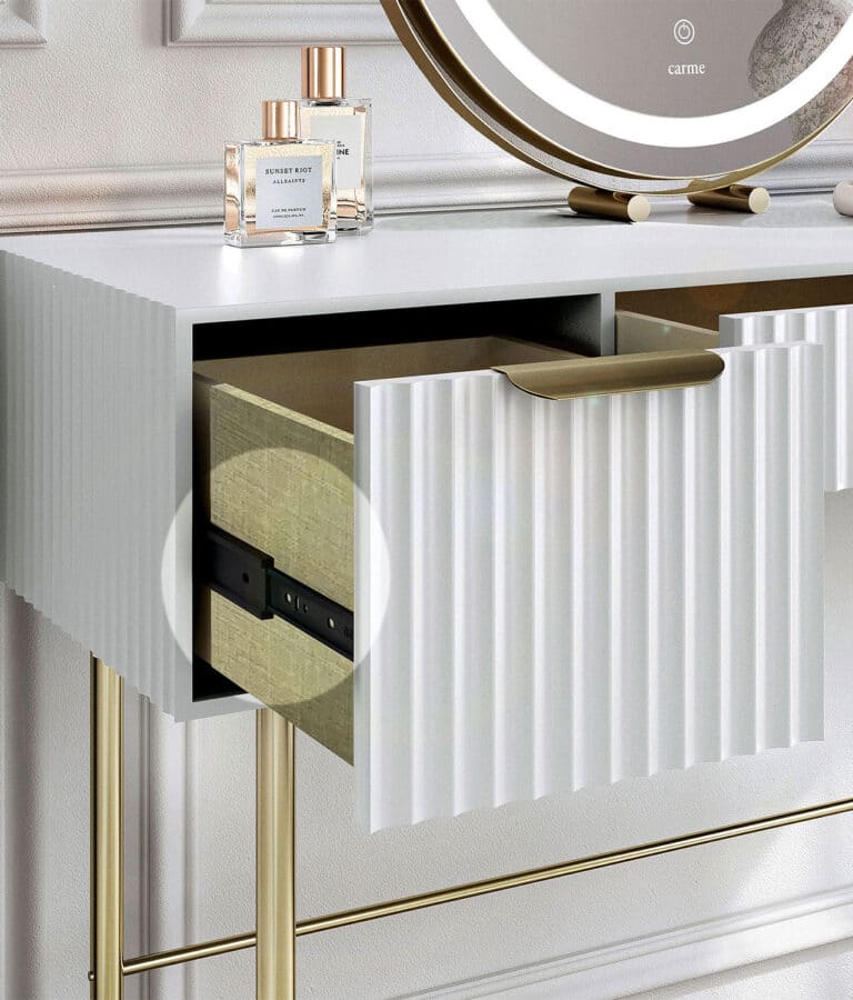 Lara White Dressing Table With Gold Legs