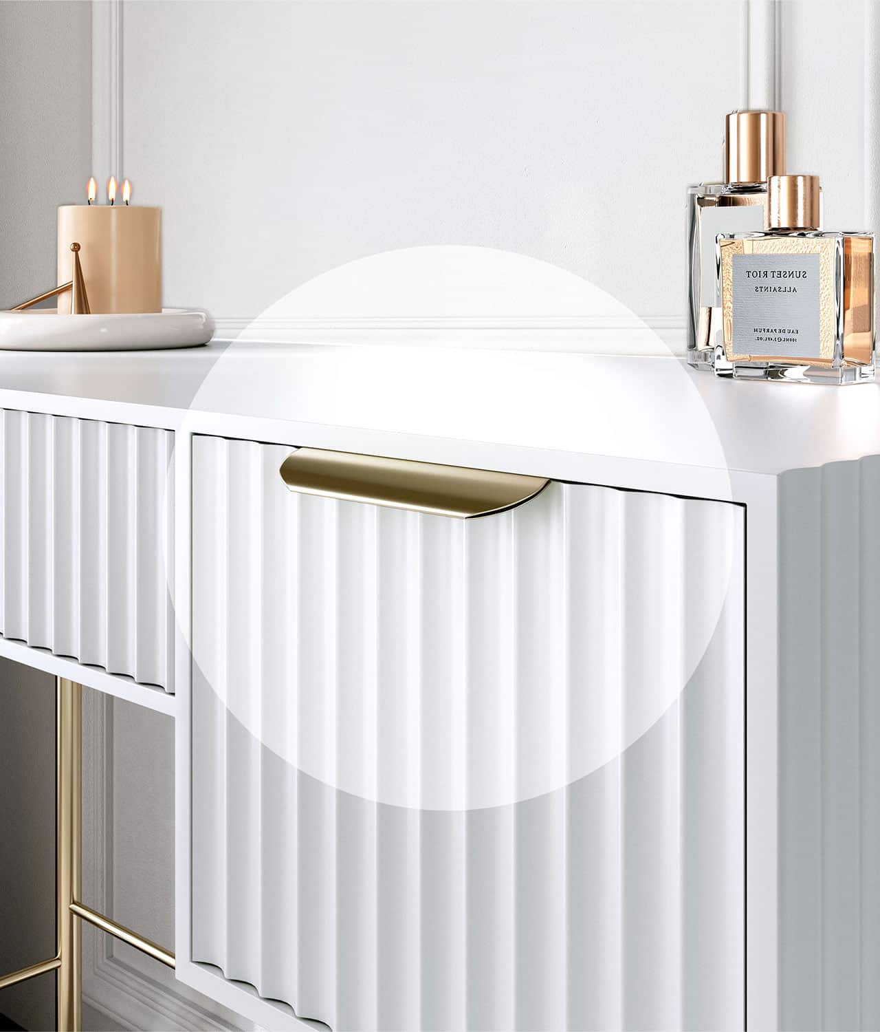 Lara White Dressing Table With Maisie LED Mirror