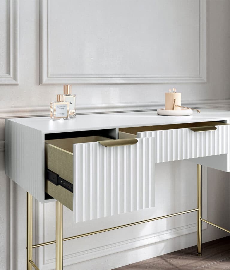 Lara White Dressing Table With Maisie LED Mirror