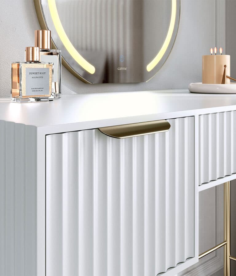 Lara White Dressing Table With Maisie LED Mirror