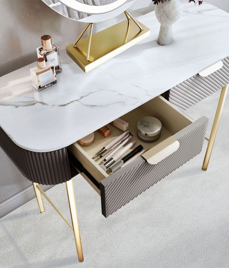 Imogen Dressing Table Mocha/Gold Leg