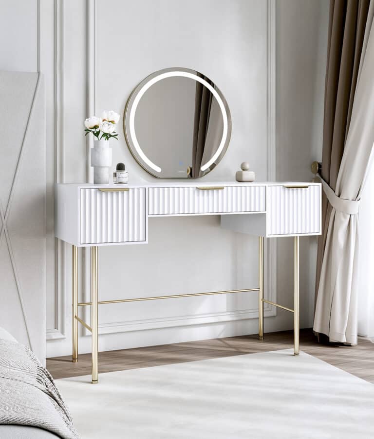 Lara White Dressing Table With Maisie LED Mirror