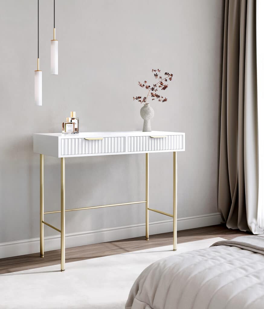 Maya Dressing Table White/Gold Leg
