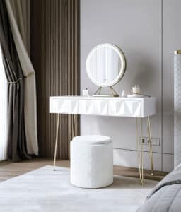 Claudia White Dressing Table With Evie LED Mirror And Hailey Bouclé ...