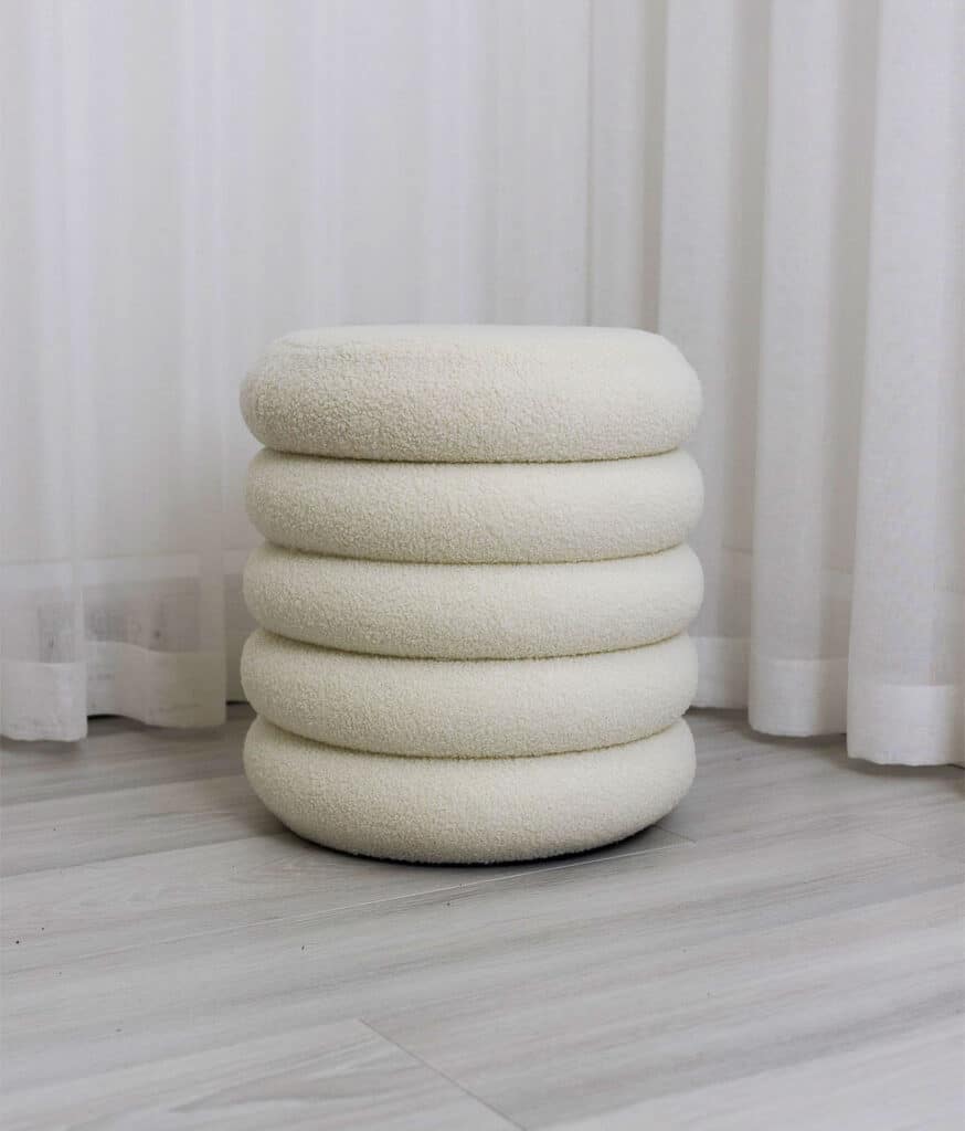 Daisy Ivory Teddy Fabric Storage Stool